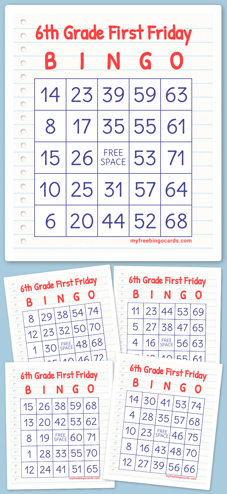 Virtual 6th Grade First Friday BINGO