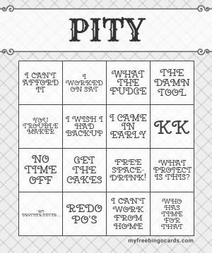 PRINT 100+ PITY BINGO CARDS