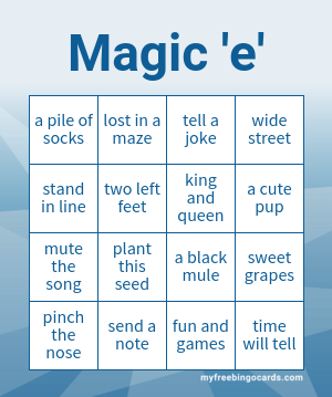 Magic 'e' Bingo