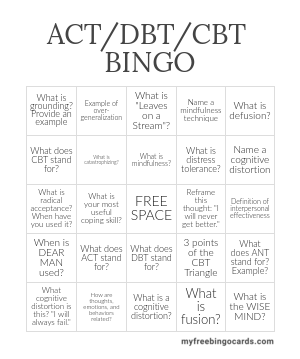 ACT/DBT/CBT BINGO