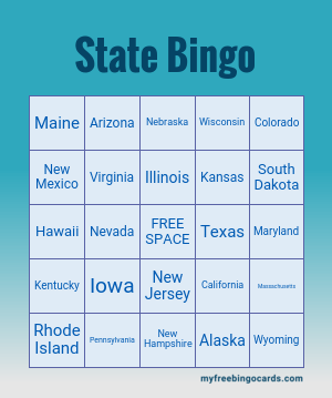 Print 100+ State Bingo Cards