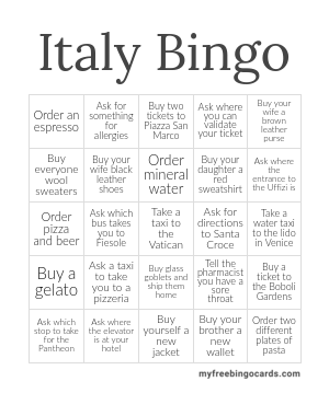 Italy Bingo