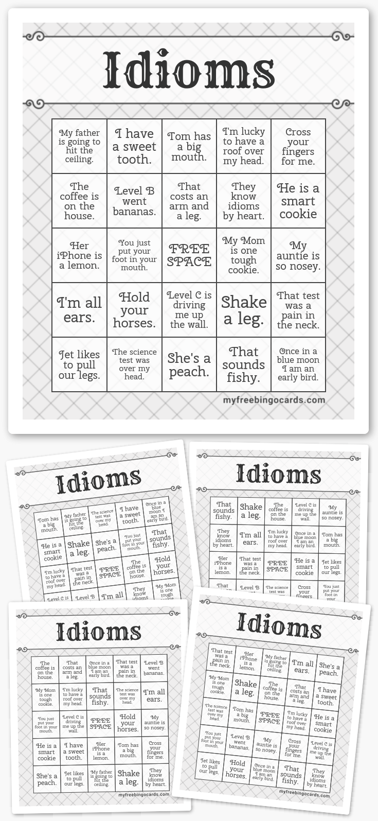 Virtual Idioms Bingo