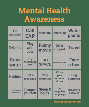 Mental Health Awareness Bingo