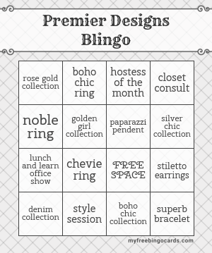 Print 100+ Premier Designs Blingo Bingo Cards