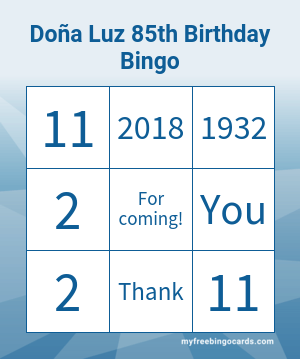 Doña Luz 85th Birthday Bingo