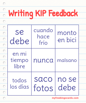 Writing KIP Feedback Bingo