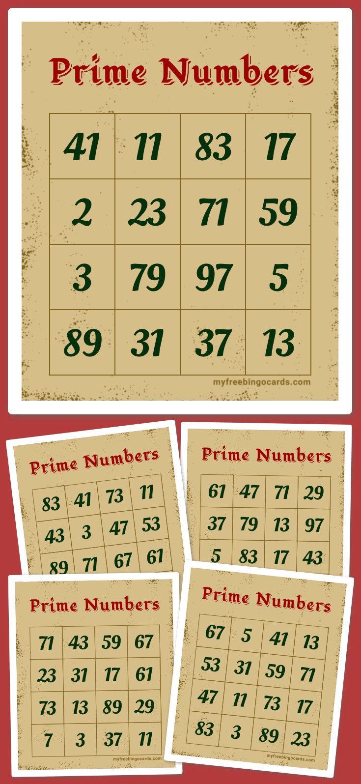 Virtual Prime Numbers Bingo