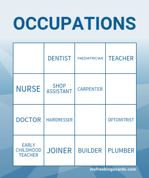 OCCUPATIONS BINGO
