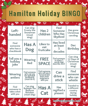 Hamilton Holiday BINGO