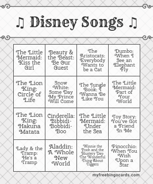 Disney Songs ♫ Bingo