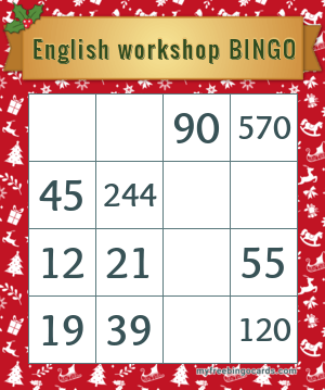 English workshop BINGO