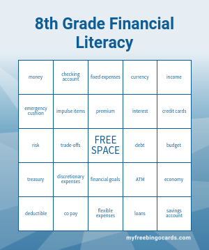 Print 100+ 8th Grade Financial Literacy Bingo Cards