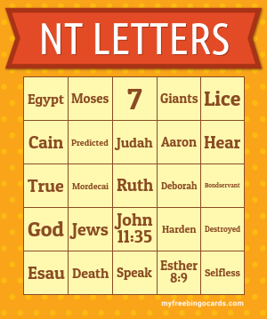 NT LETTERS BINGO