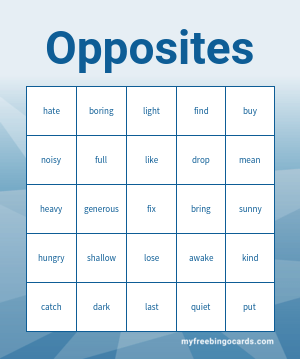 Opposites Bingo