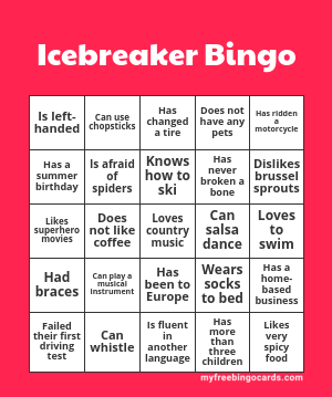 Icebreaker Bingo