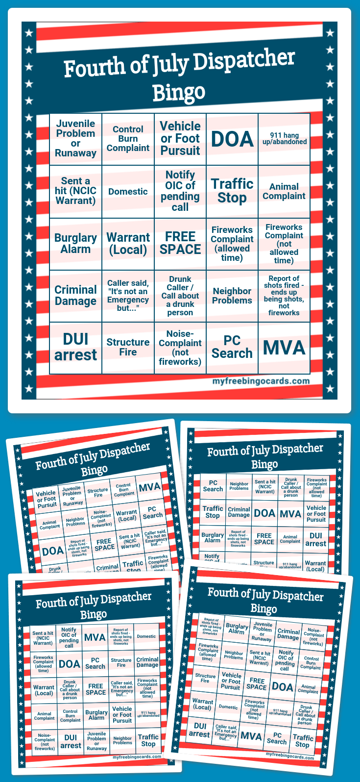 Virtual Fourth of July Dispatcher Bingo