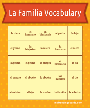 La Familia Vocabulary Bingo