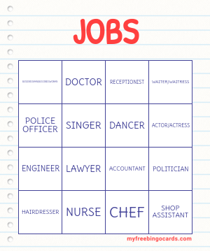 PRINT 100+ JOBS BINGO CARDS