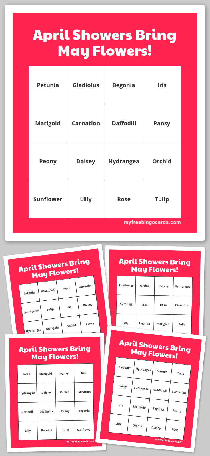 Virtual April Showers Bring May Flowers! Bingo
