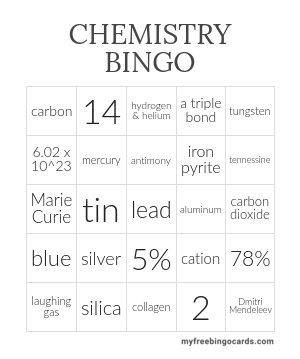 CHEMISTRY BINGO