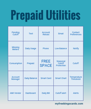 Prepaid Utilities Bingo