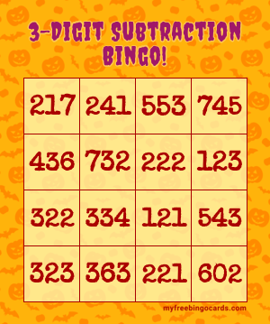3-Digit Subtraction Bingo!