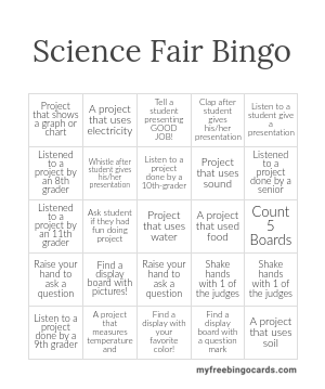 Science Fair Bingo