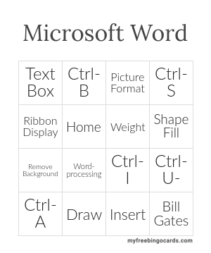 Microsoft Word Bingo