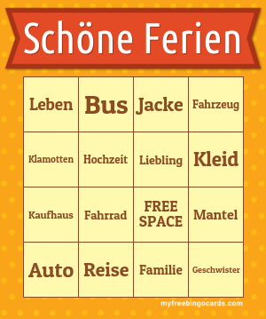 Schöne Ferien Bingo