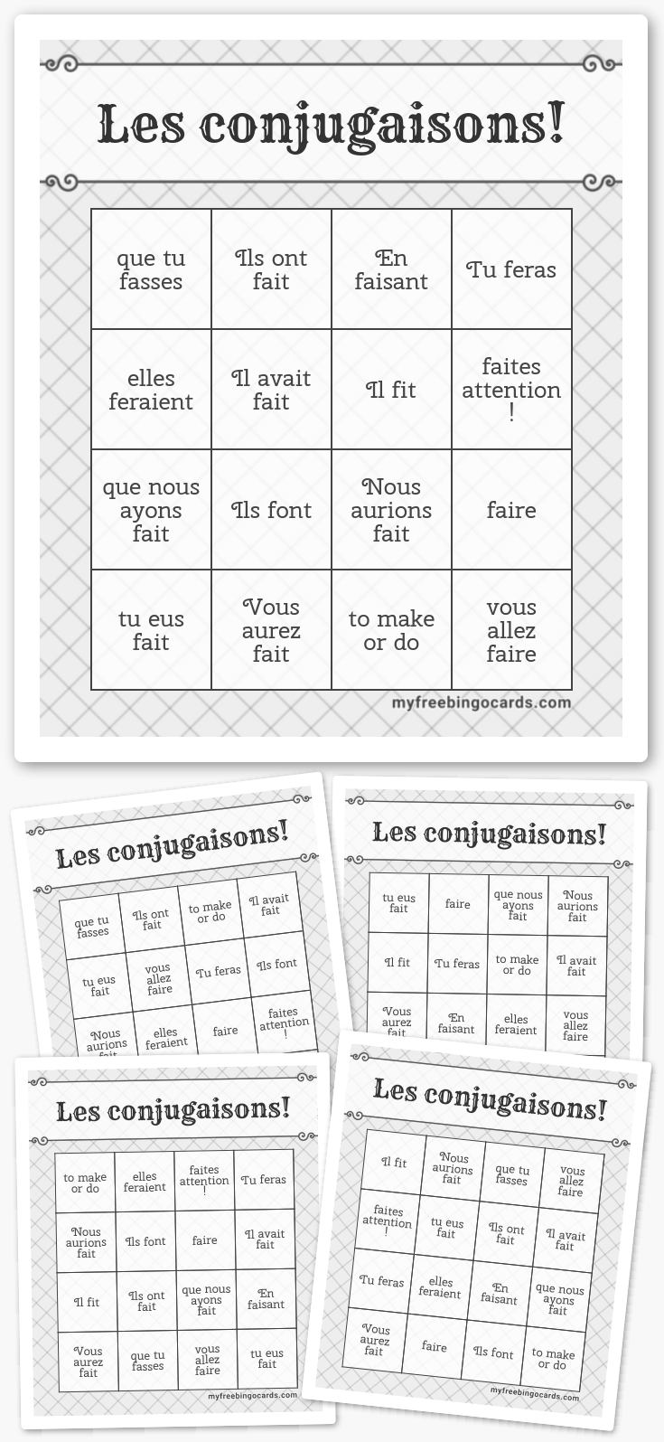 Virtual Les conjugaisons! Bingo