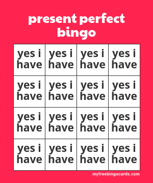 present perfect bingo