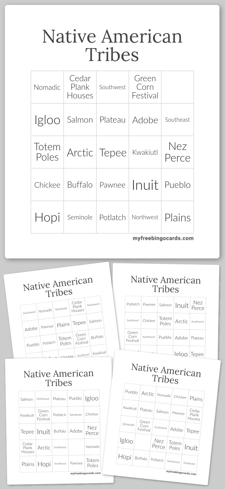 Virtual Native American Tribes Bingo