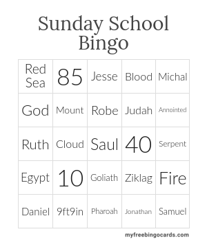 Sunday School Bingo