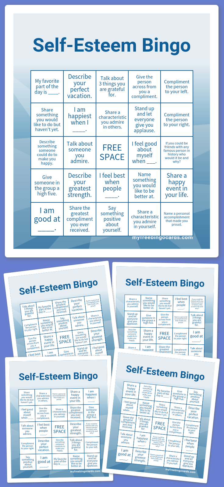 Virtual Self-Esteem Bingo