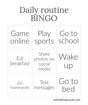 Daily routine BINGO