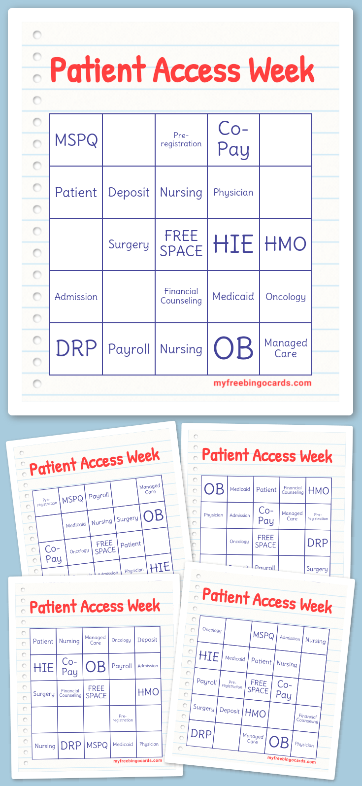 Virtual Patient Access Week Bingo