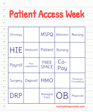 Print 100+ Patient Access Week Bingo Cards