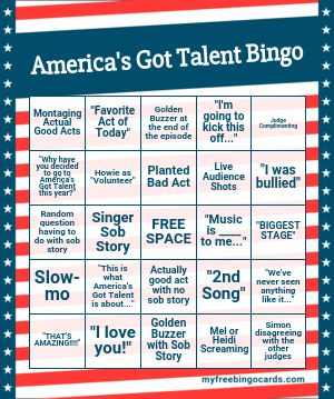 Print 100+ America's Got Talent Bingo Cards