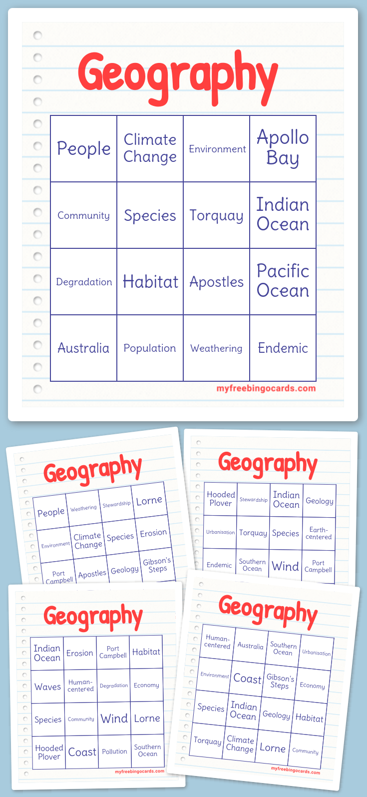Virtual Geography Bingo