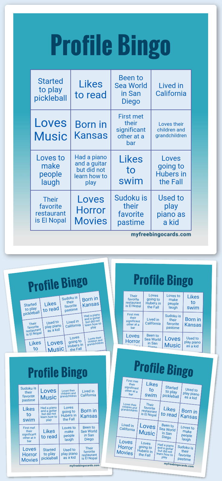 Virtual Profile Bingo