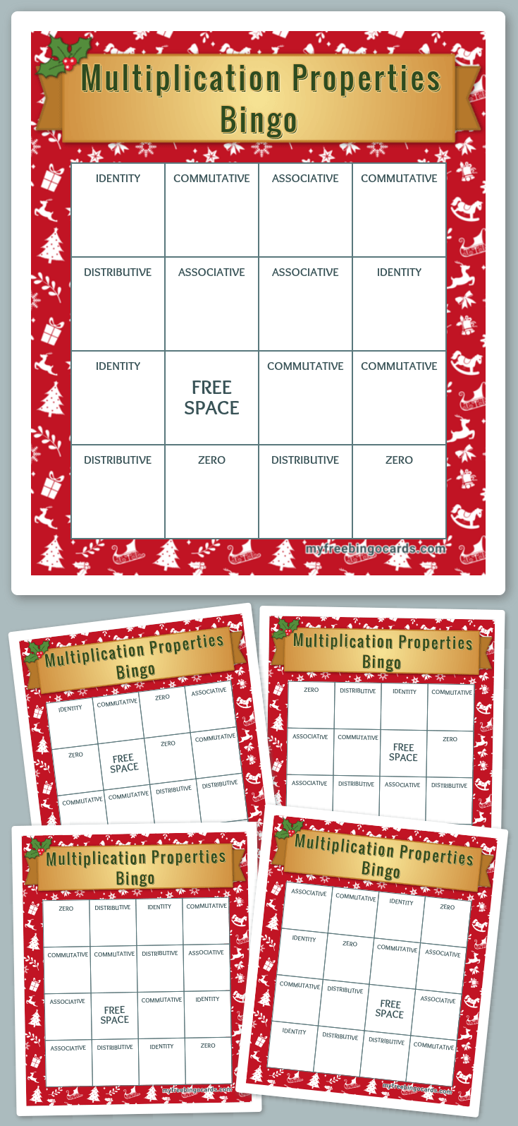 Virtual Multiplication Properties Bingo
