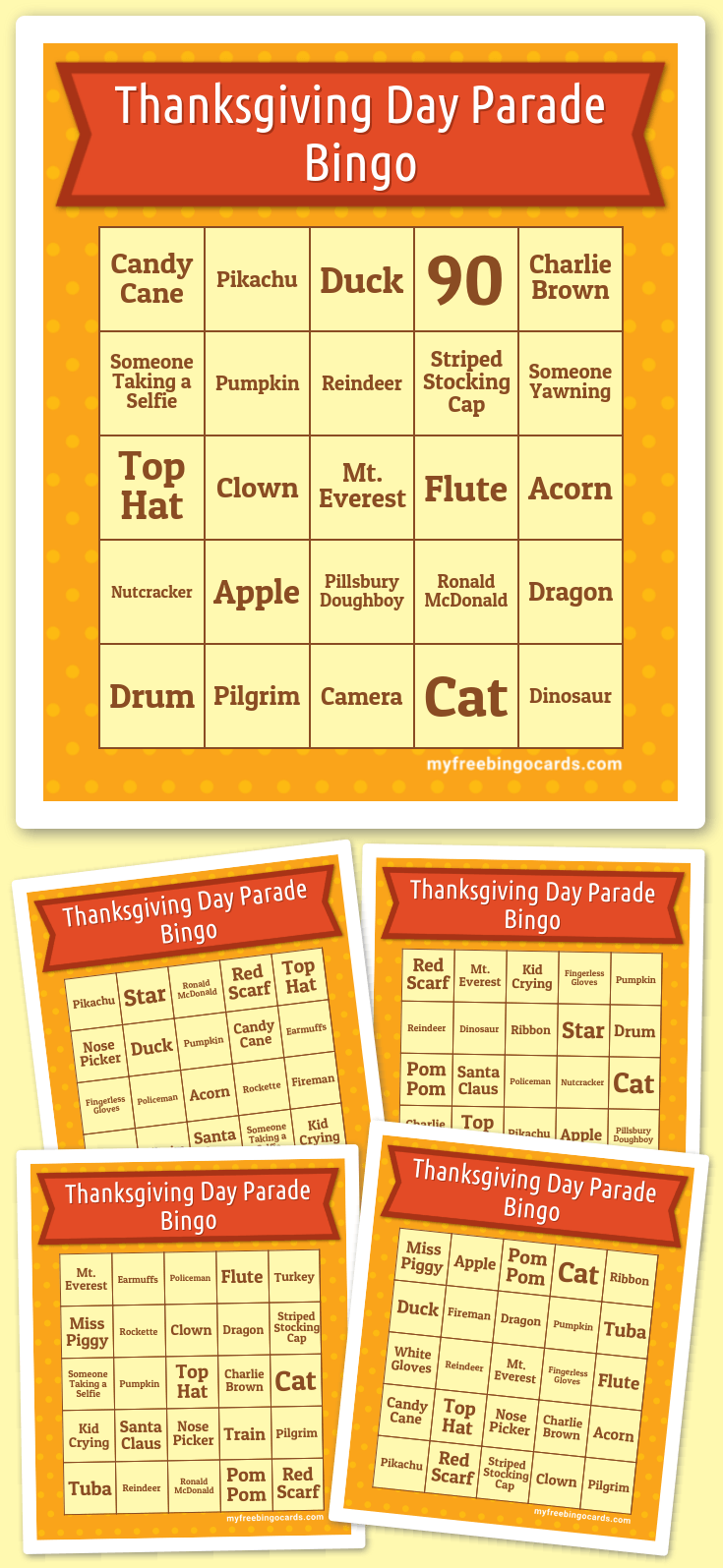 Virtual Thanksgiving Day Parade Bingo