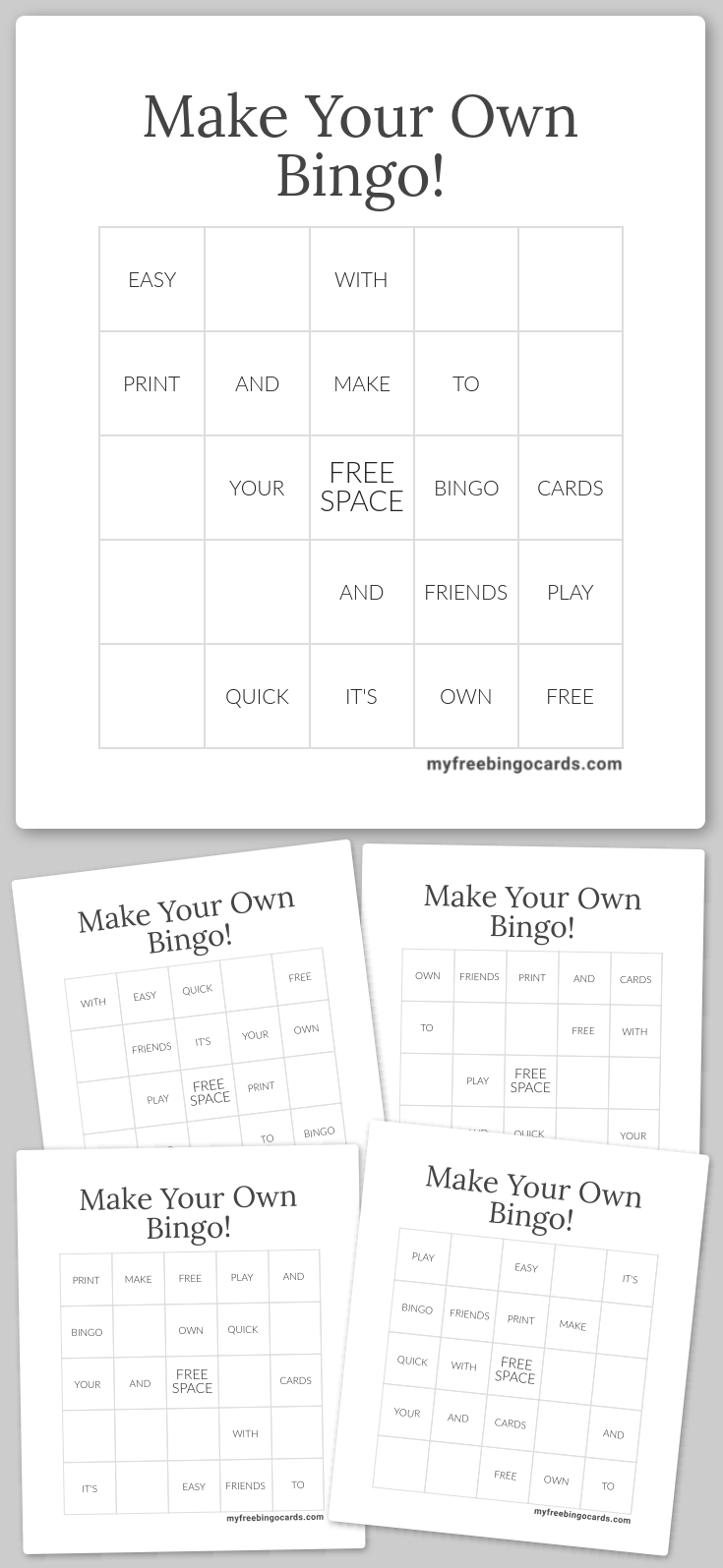 Virtual Make Your Own Bingo!