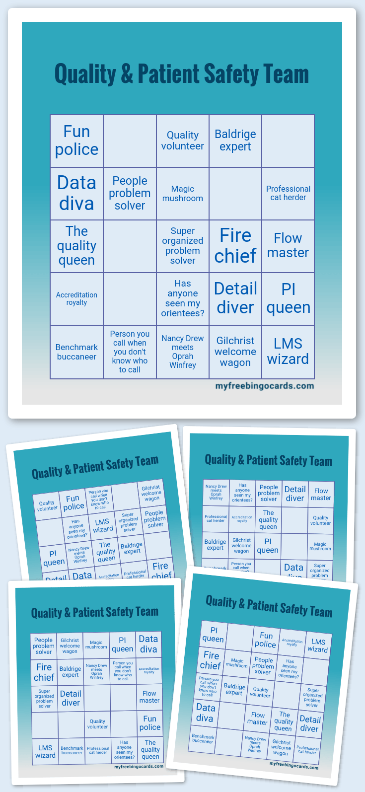 Virtual Quality & Patient Safety Team Bingo