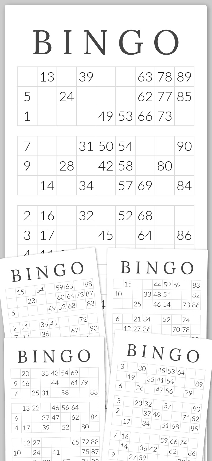 Virtual 1-90 Number Bingo