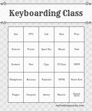 Keyboarding Class Bingo