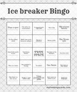 Ice breaker Bingo