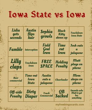 Iowa State vs Iowa Bingo