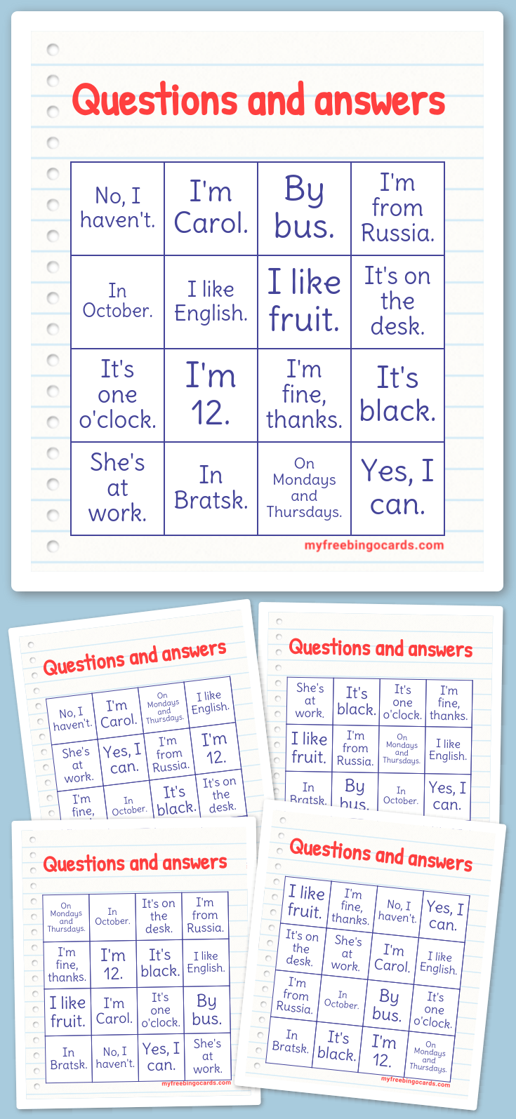 Virtual Questions and answers Bingo